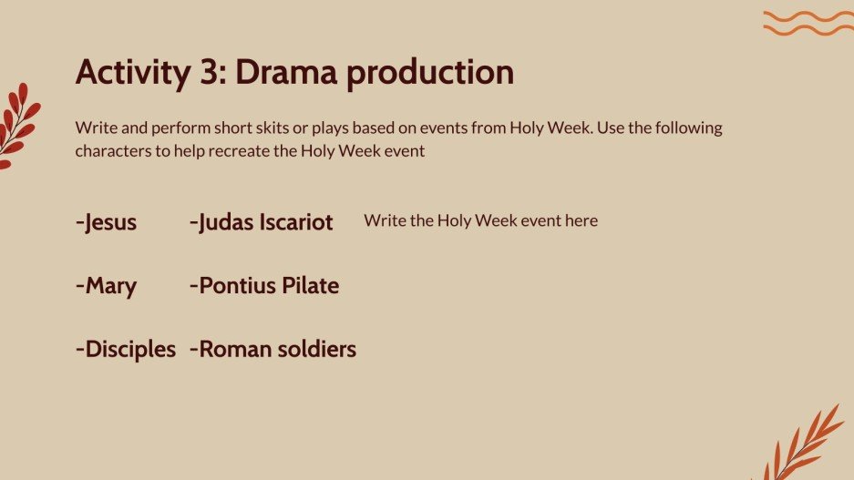 Holy Week Activities for Middle School Presentation