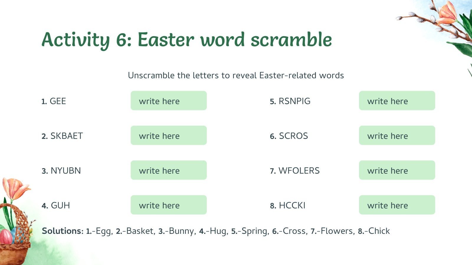 Middle School Activities to Celebrate Easter Presentation