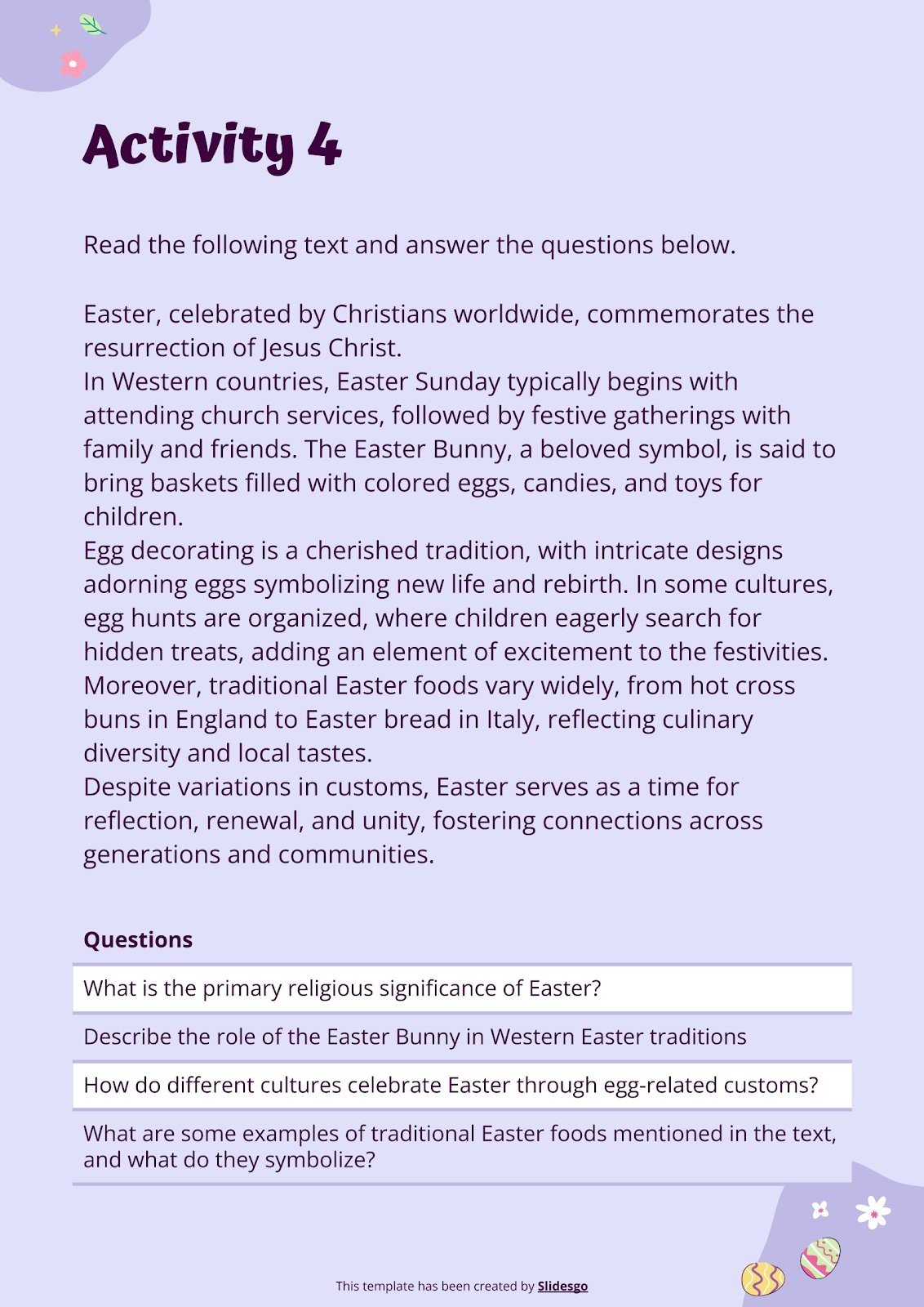 Actividades de bachillerato para celebrar la Pascua