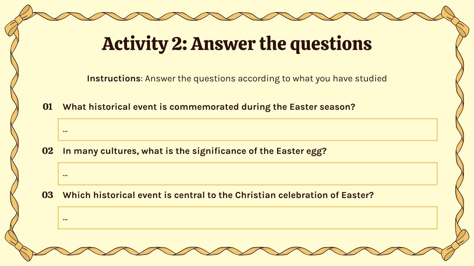 Middle School Activities to Celebrate Easter Presentation