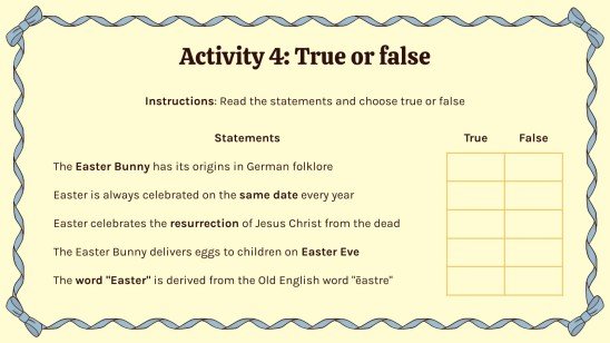 Middle School Activities to Celebrate Easter Presentation