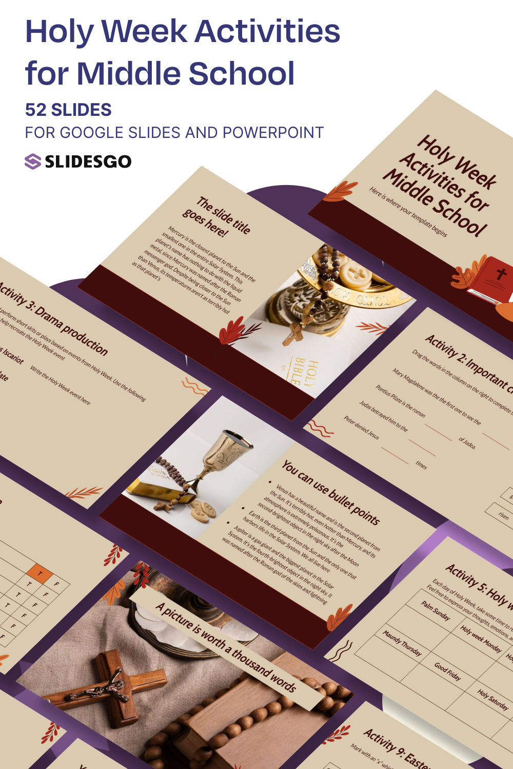 Holy Week Activities for Middle School Presentation