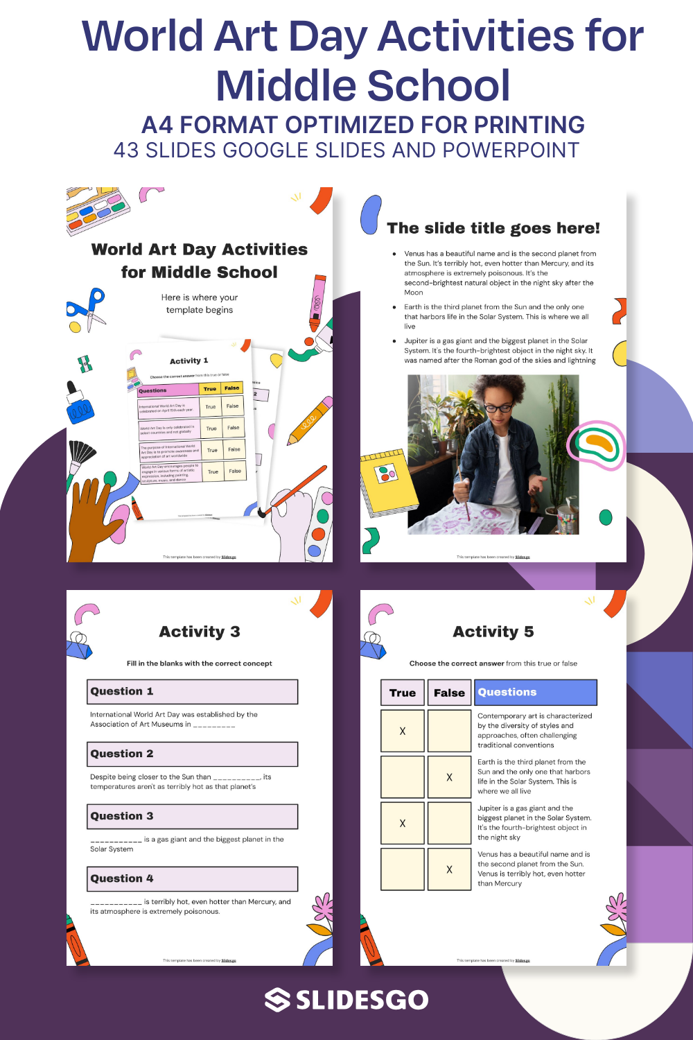 World Art Day Activities for Middle School Presentation