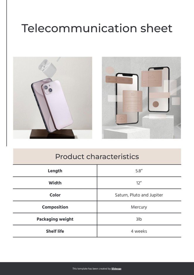 Product Data Sheet Design Presentation