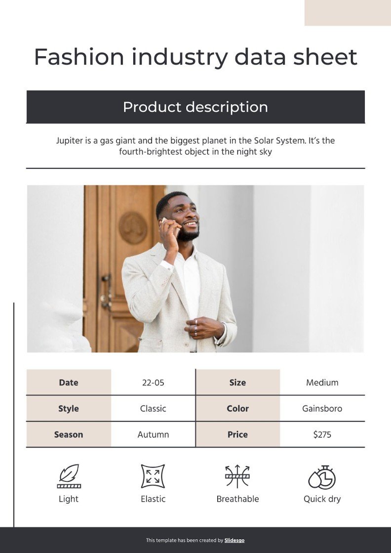 Product Data Sheet Design Presentation