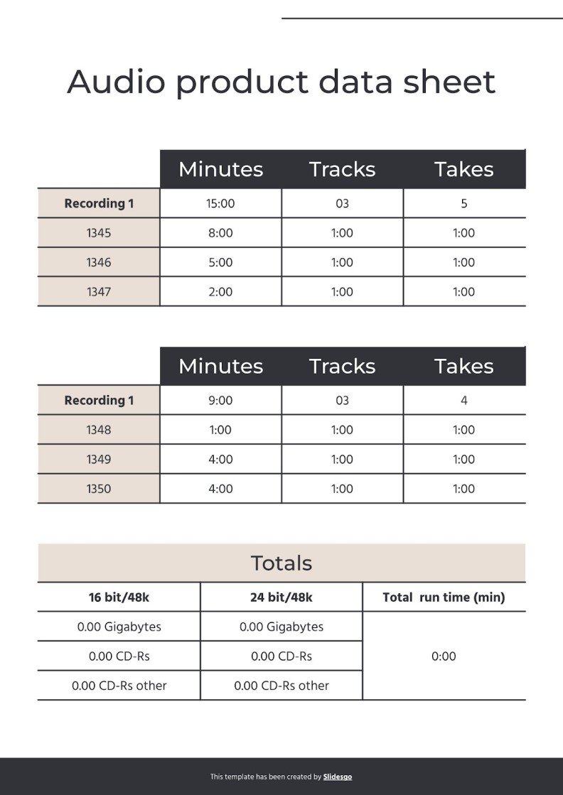 Product Data Sheet Design Presentation