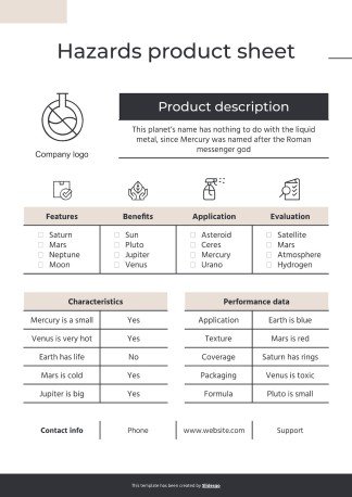 Product Data Sheet Design Presentation