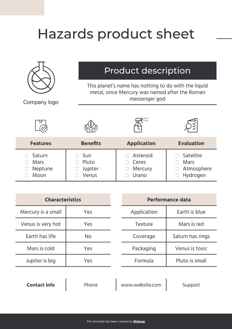Product Data Sheet Design Presentation