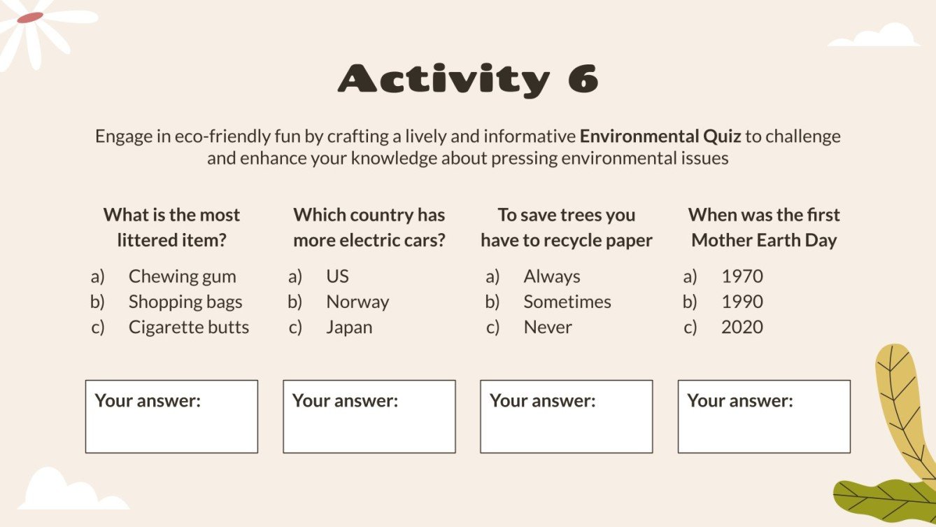 Middle School Activities for International Mother Earth Day