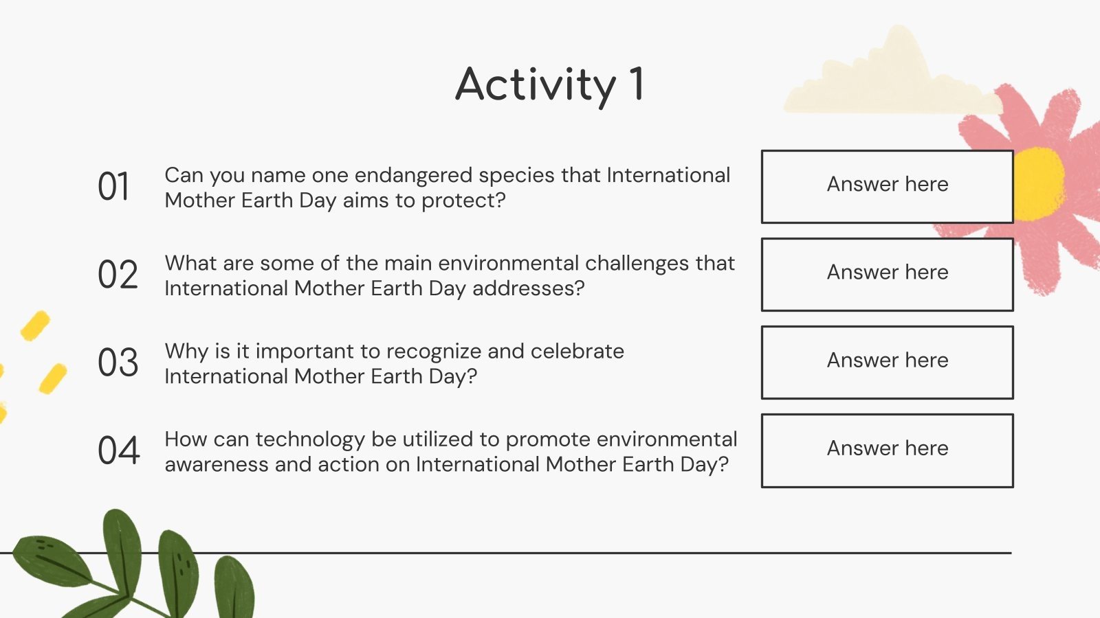 Middle School Activities for International Mother Earth Day