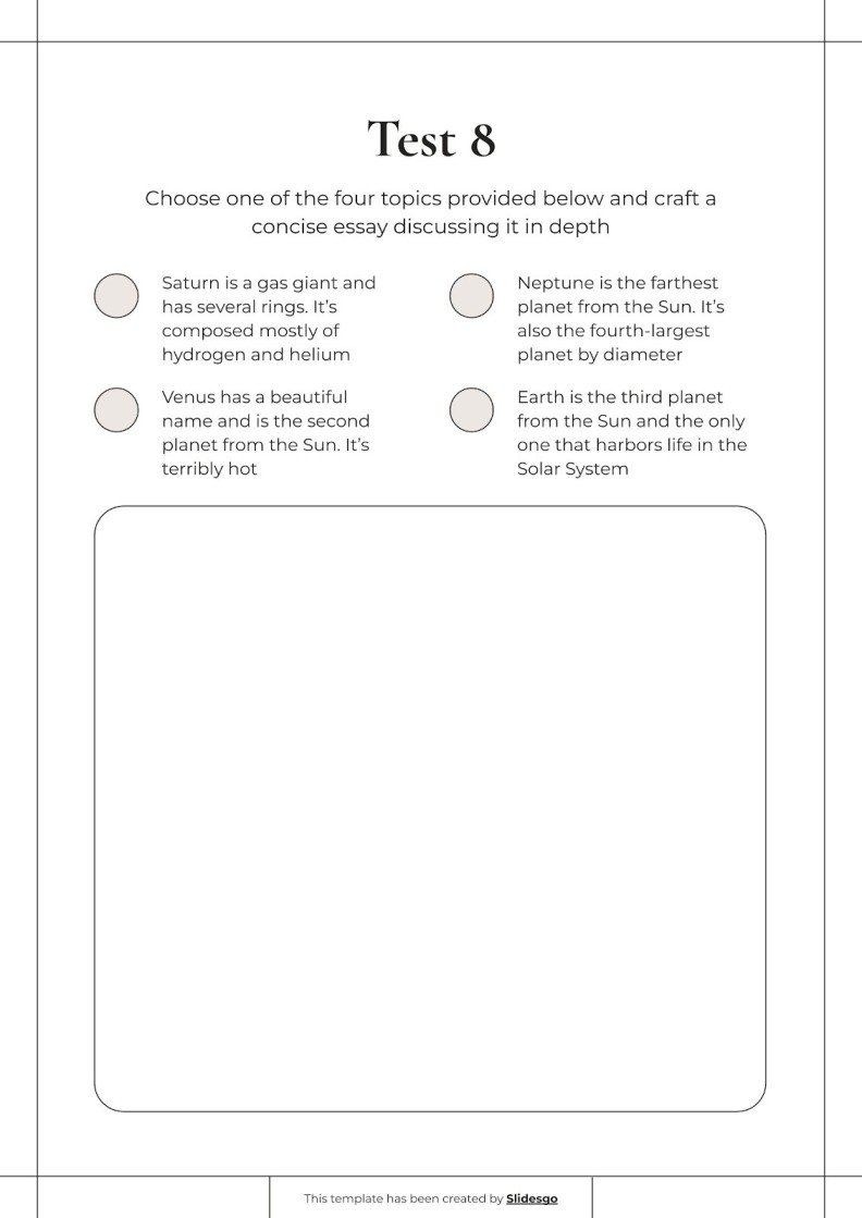 End of School Year Break Tests for College Presentation