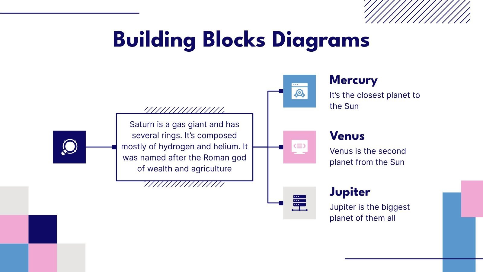 Building Blocks Diagrams for Marketing Presentation