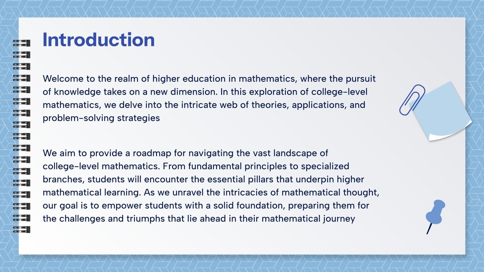 Advanced Topics in Mathematical Physics Presentation