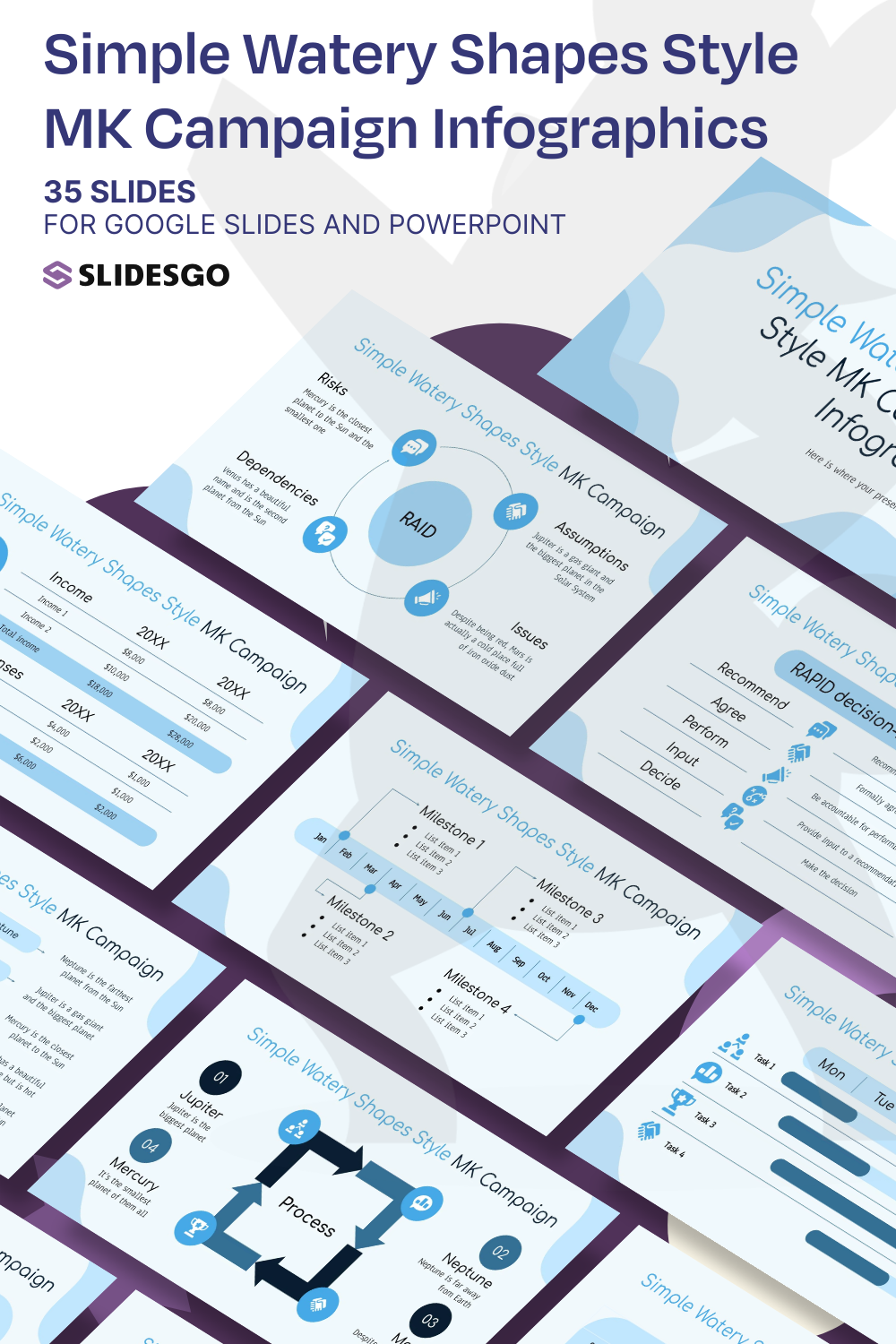 Simple Watery Shapes Style MK Campaign Infographics Template