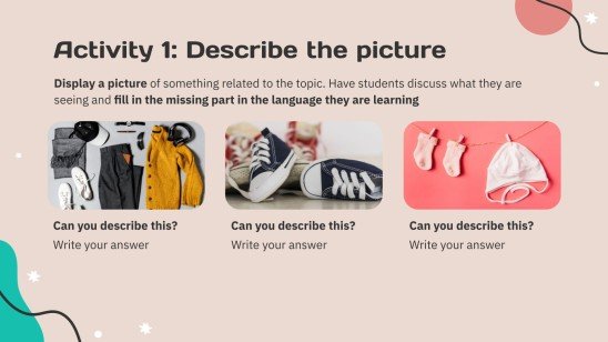 Clothing and Accessories Vocabulary - Spanish - 1st Grade