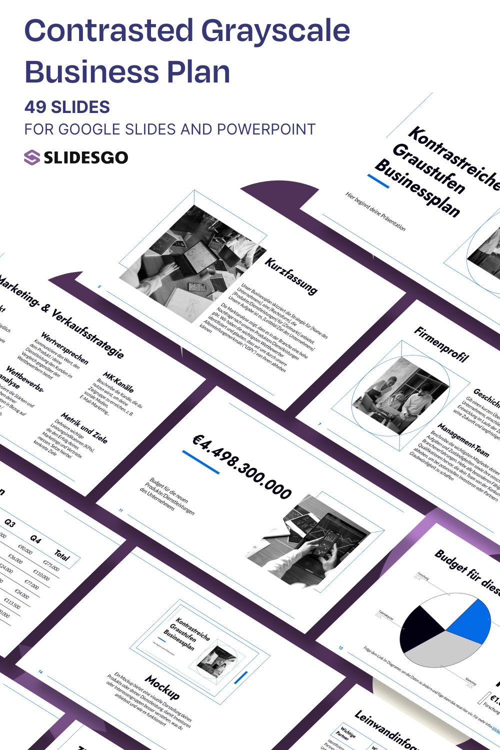 Contrasted Grayscale Business Plan Presentation