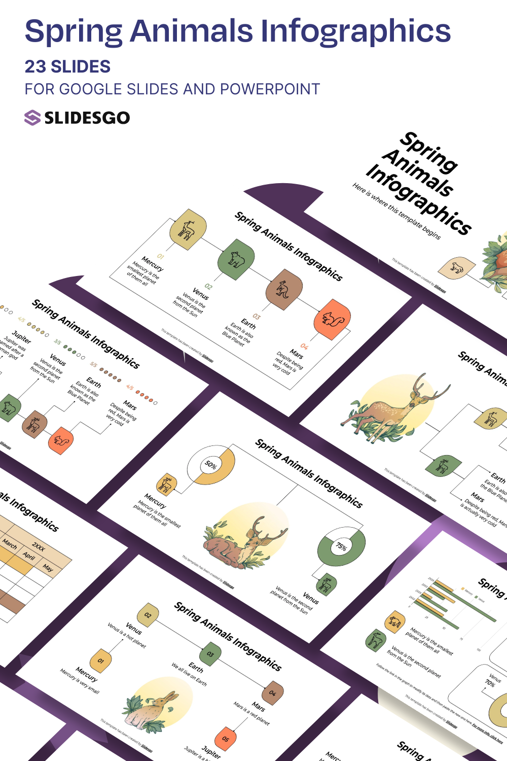 Spring Animals Infographics Template