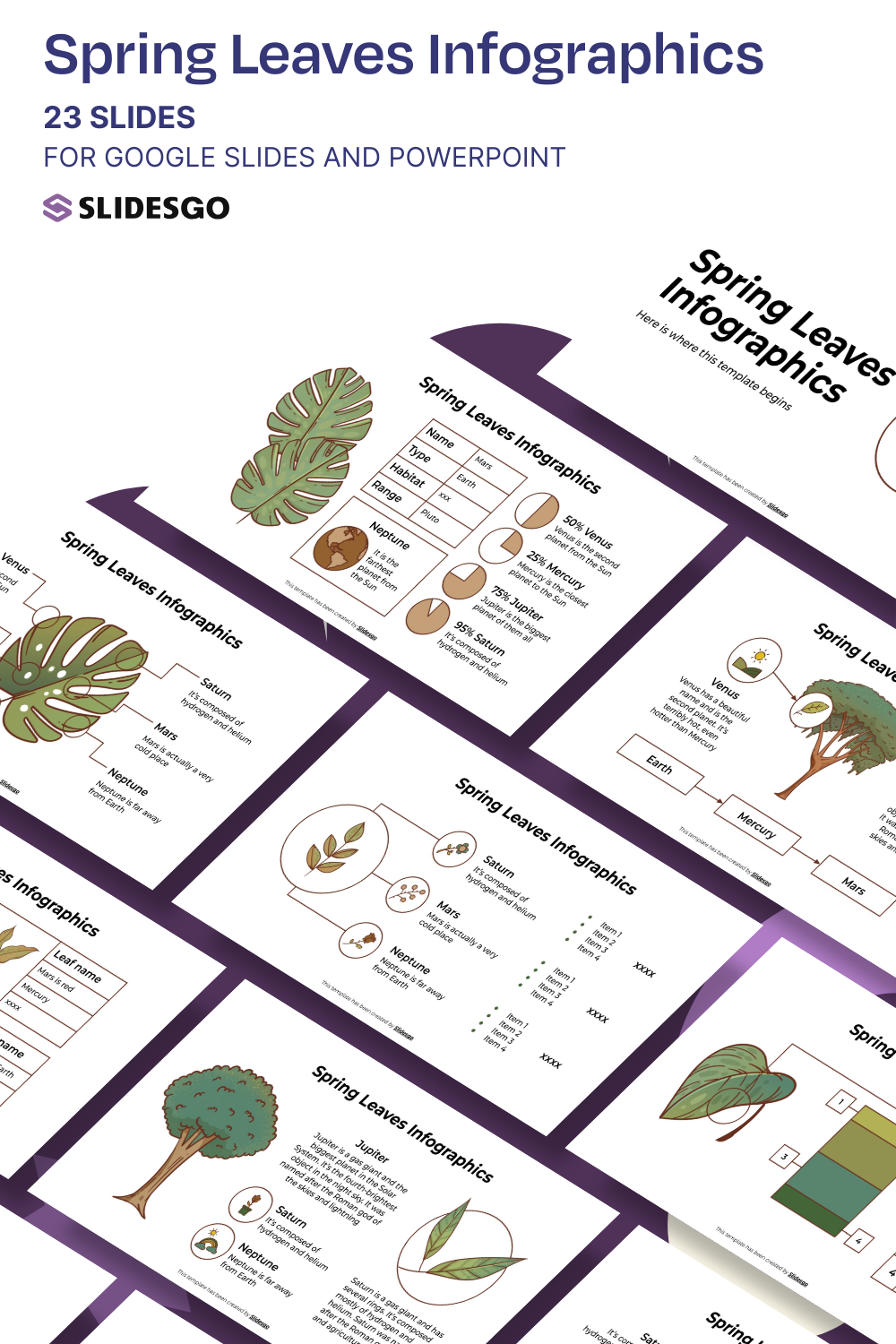 Spring Leaves Infographics Template