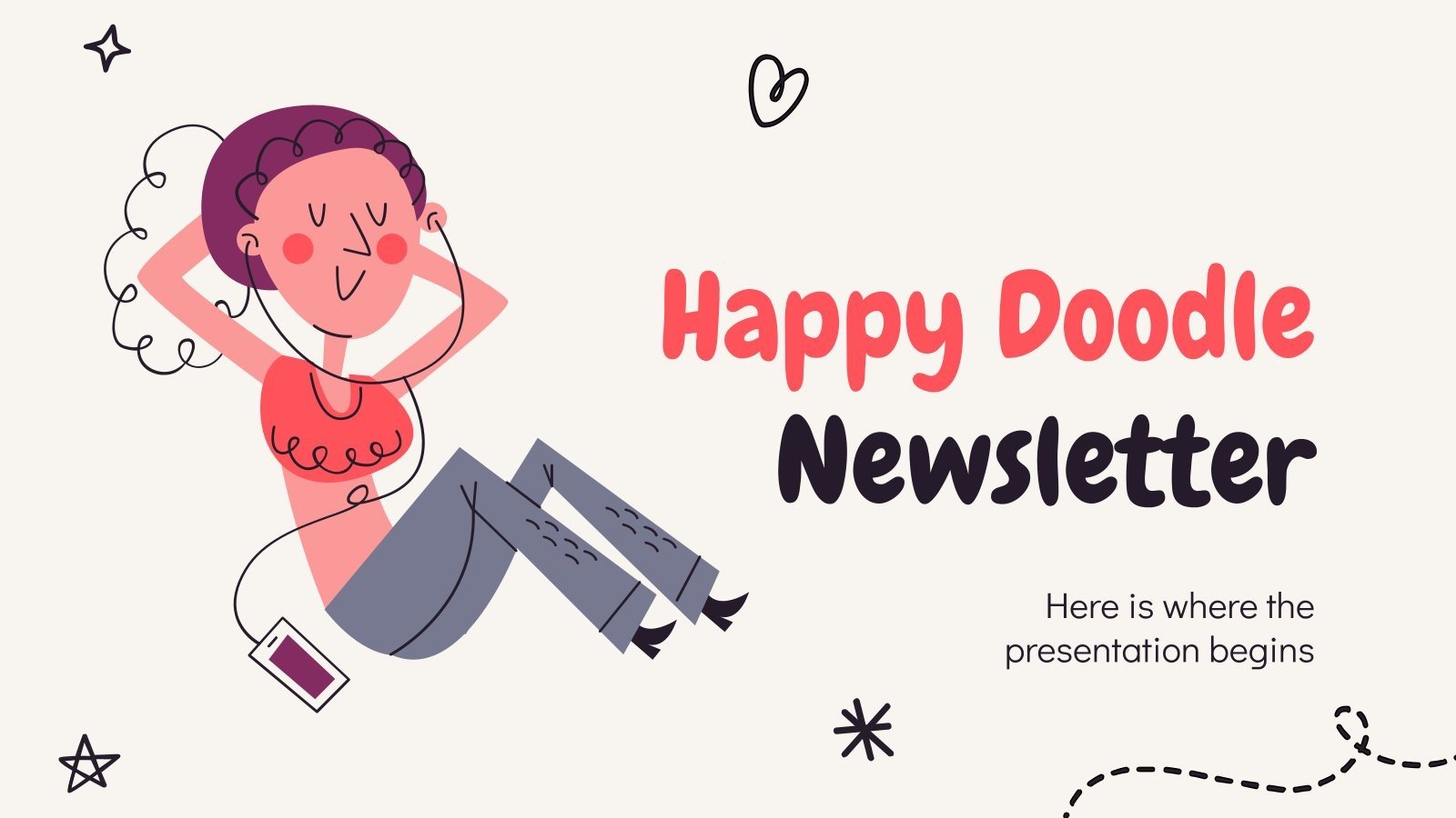 Happy Doodle Newsletter | Google Slides and PPT theme