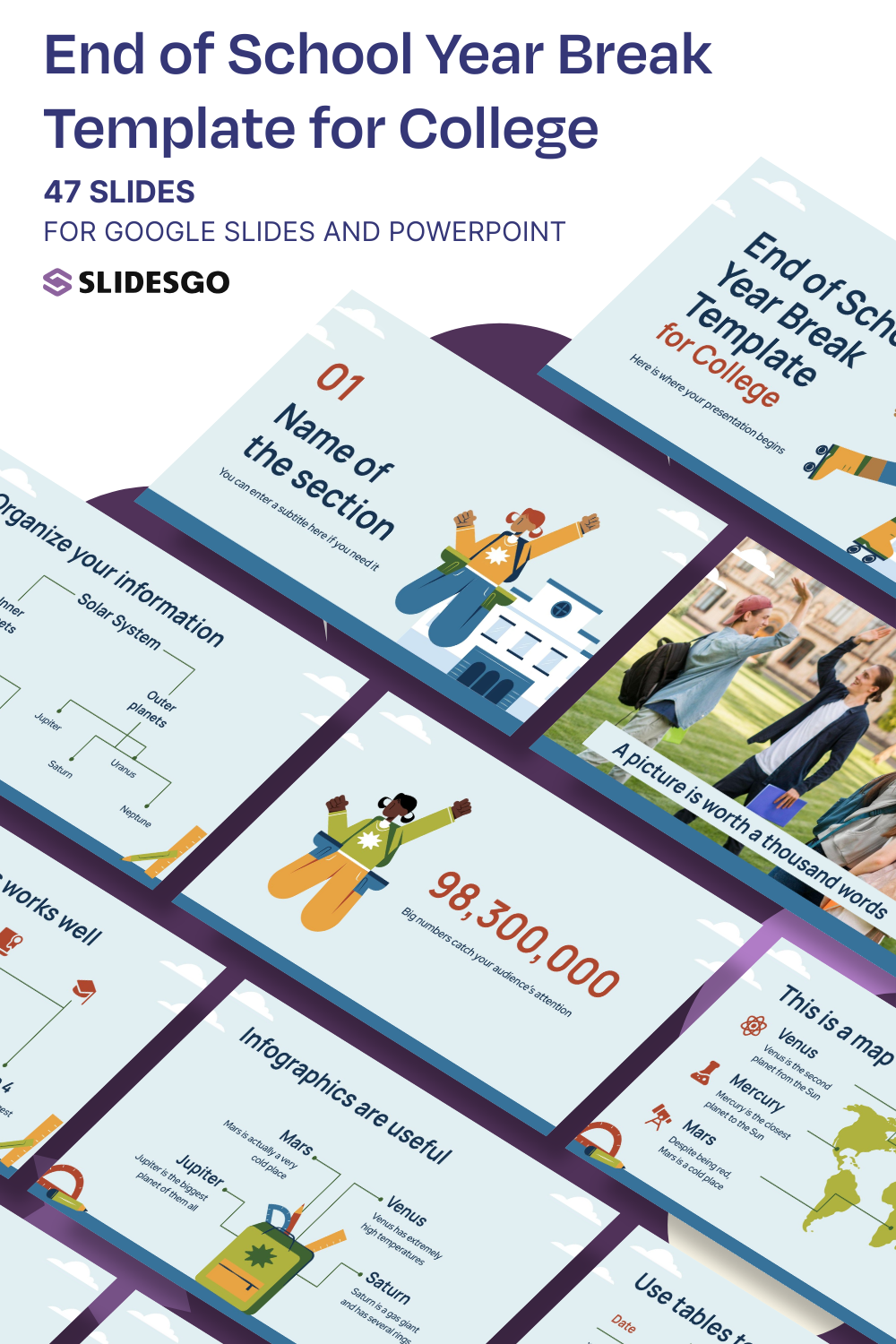 End of School Year Break Template for College Presentation