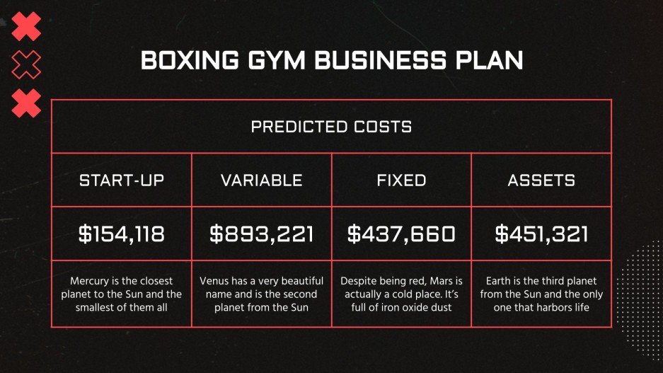 Boxing Gym Business Plan Infographics Template