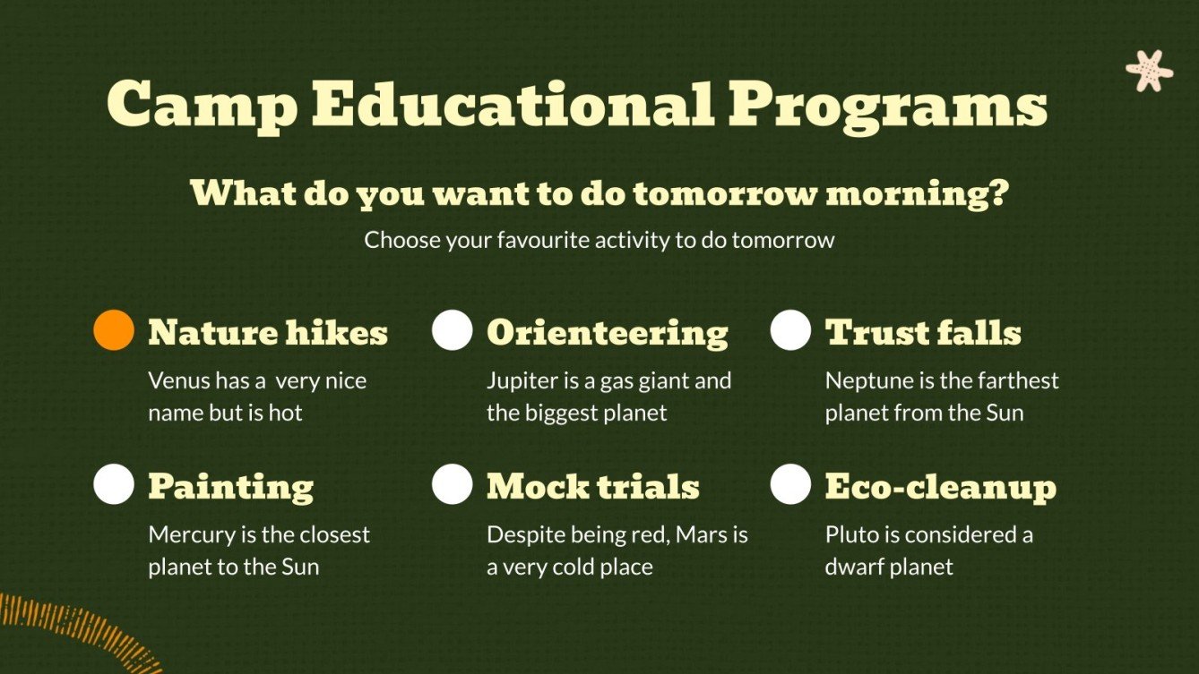 Camp Educational Programs Infographics Template