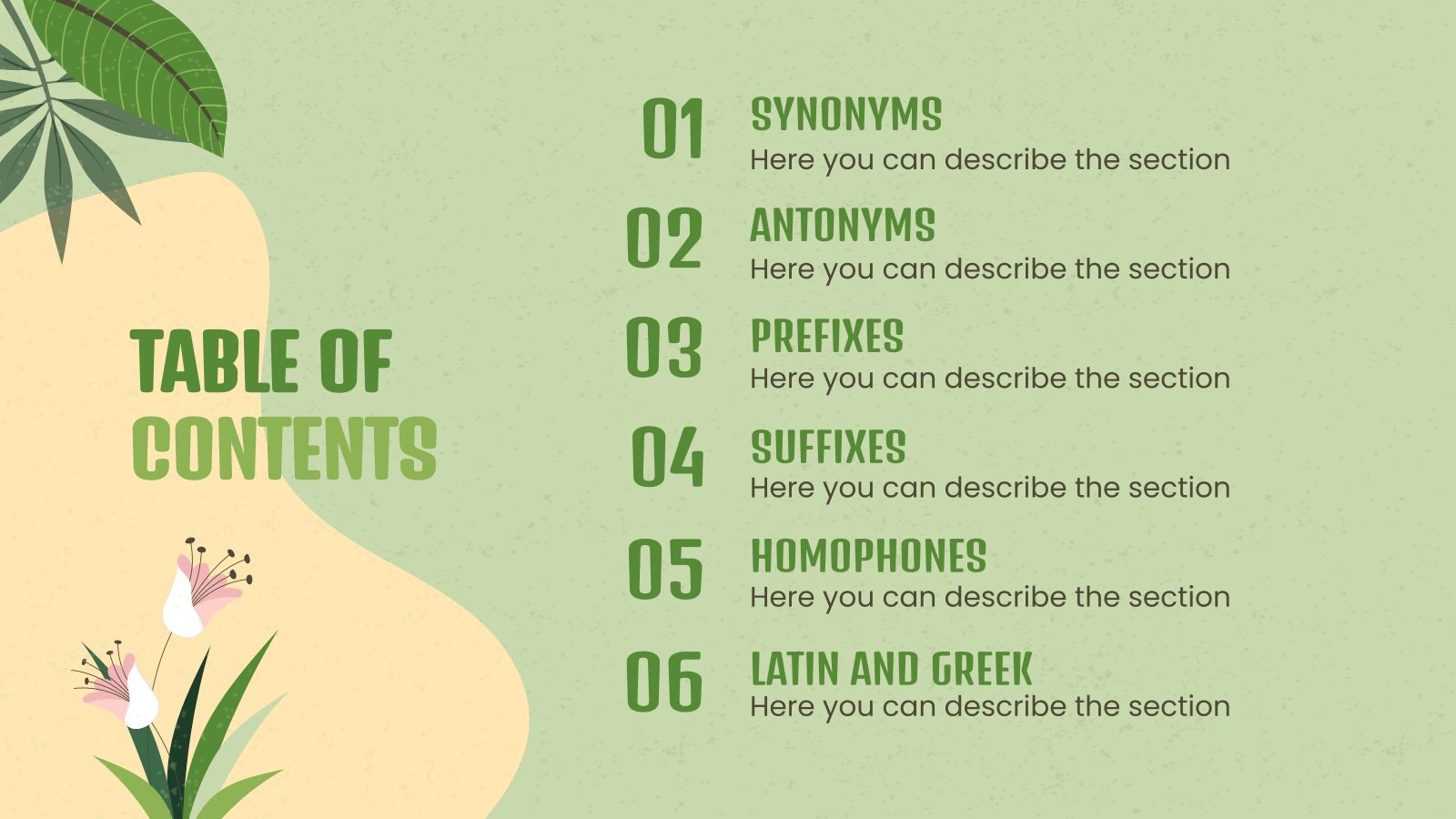 Language Arts Subject for Middle School | Google Slides & PPT