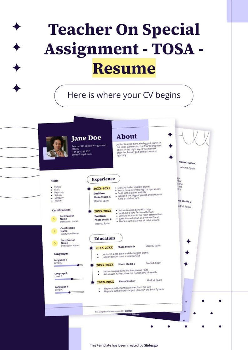 Teacher On Special Assignment - TOSA - Resume Presentation