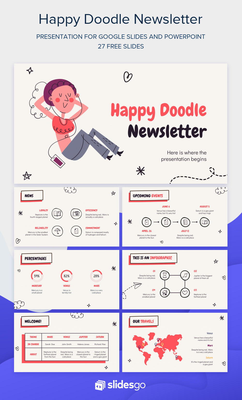 Happy Doodle Newsletter | Google Slides and PPT theme