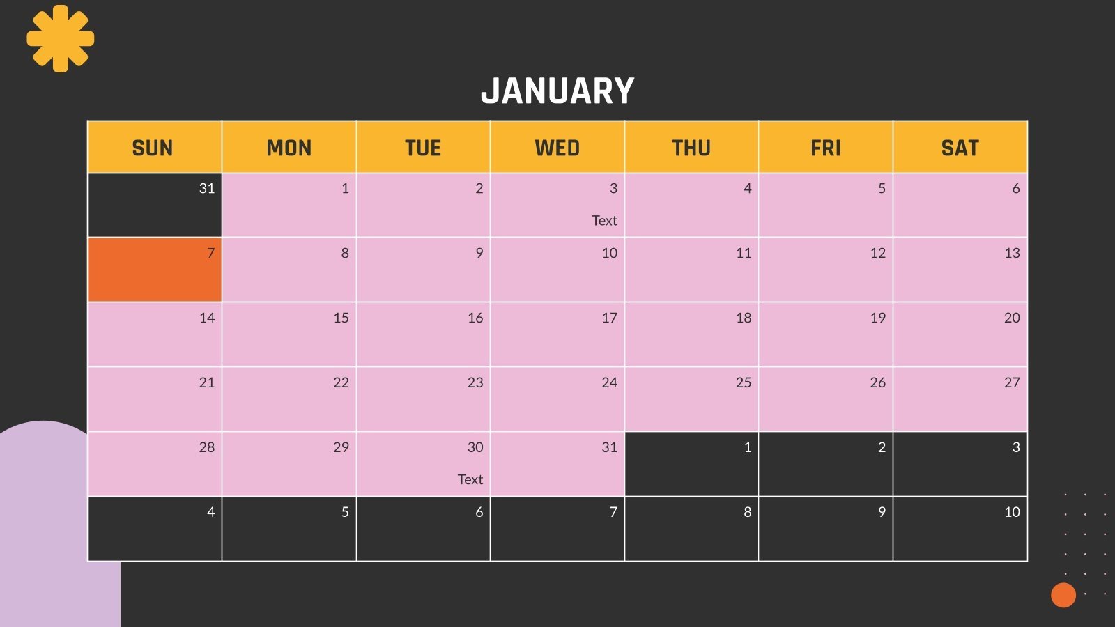 Geometric Pattern Calendar Template Presentation