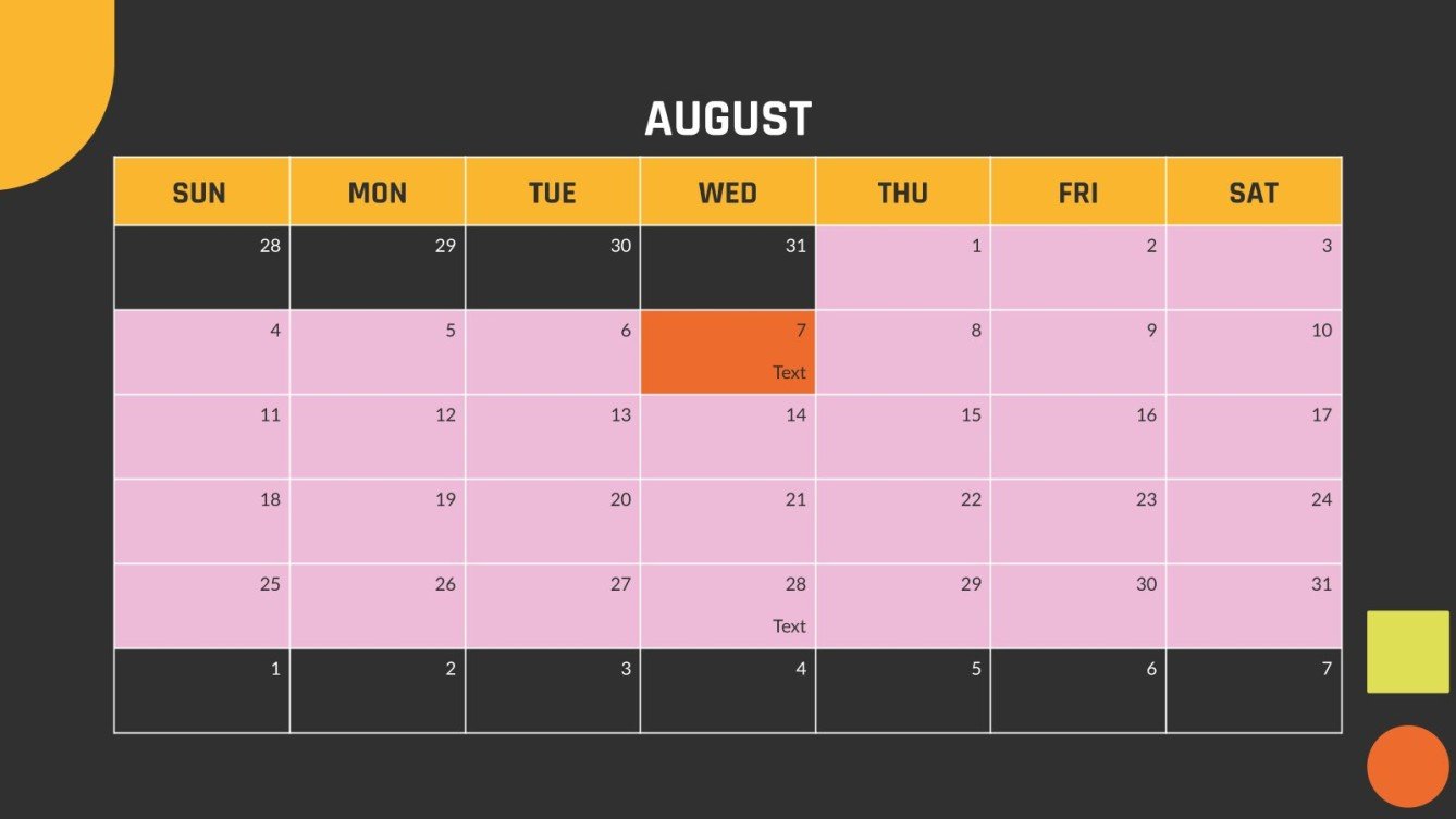 Geometric Pattern Calendar Template Presentation