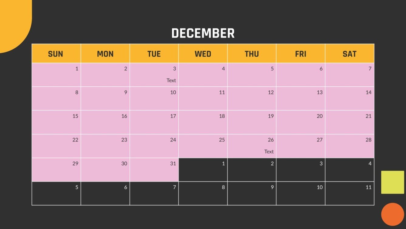 Geometric Pattern Calendar Template Presentation