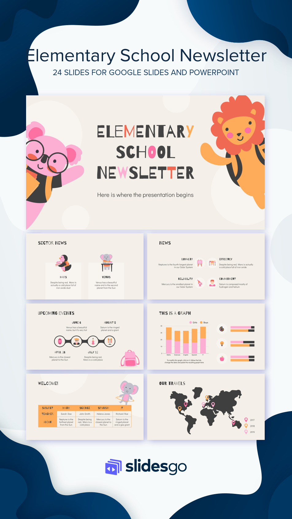 Elementary School Newsletter Google Slides and PPT Template