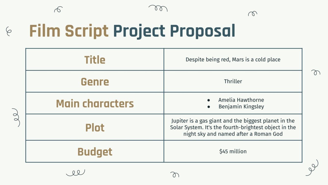 Film Script Project Proposal Infographics Presentation