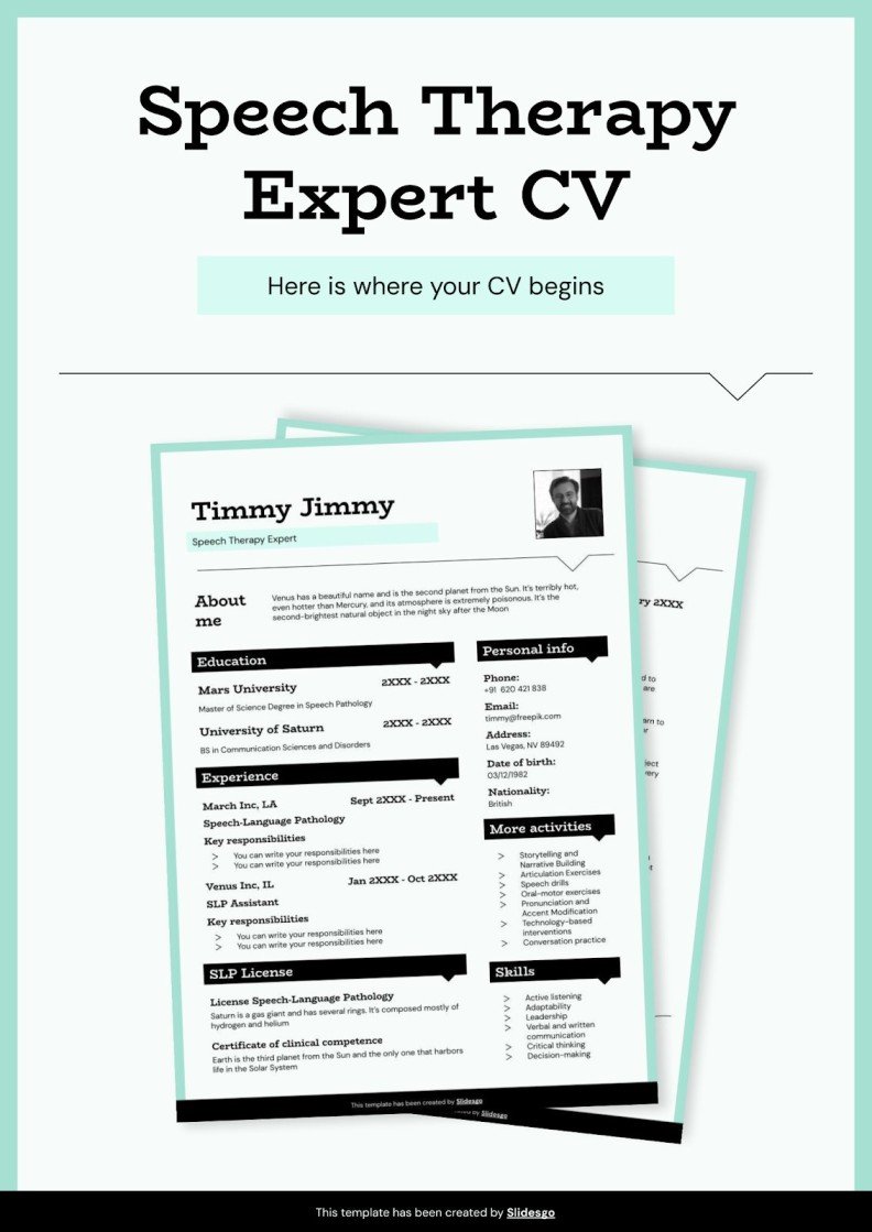 Speech Therapy Expert CV Presentation