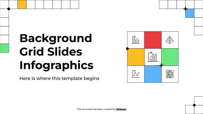Apresentação Infográficos de slides de grade de fundo