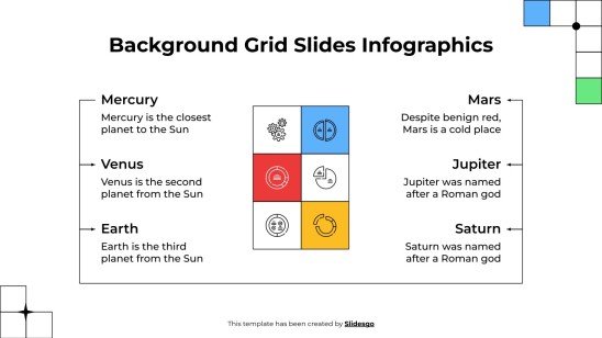 Apresentação Infográficos de slides de grade de fundo