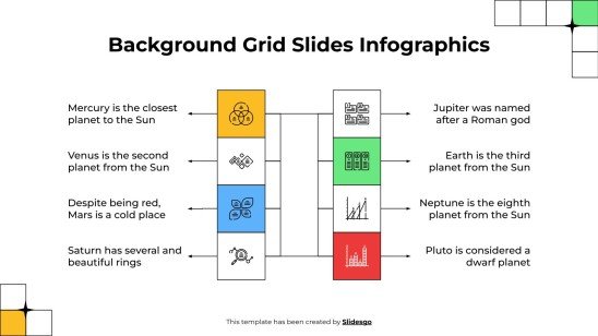 Apresentação Infográficos de slides de grade de fundo