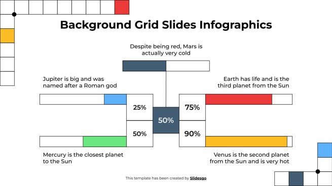 Apresentação Infográficos de slides de grade de fundo