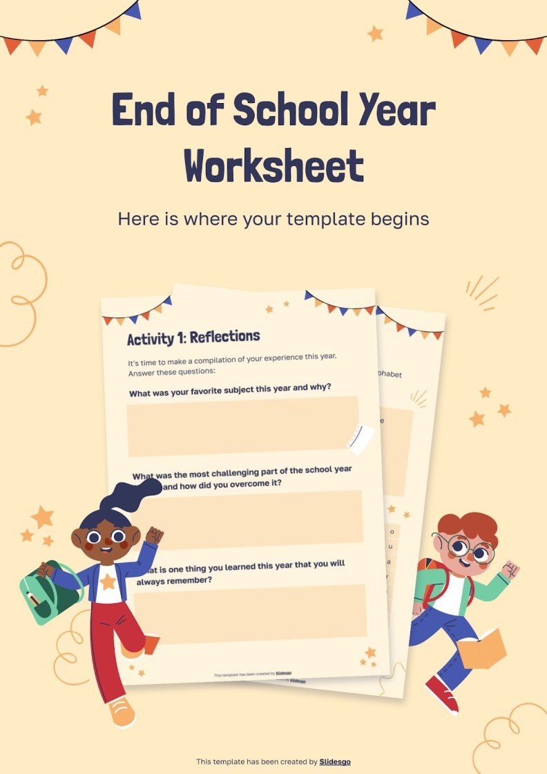 End of School Year Worksheet Presentation