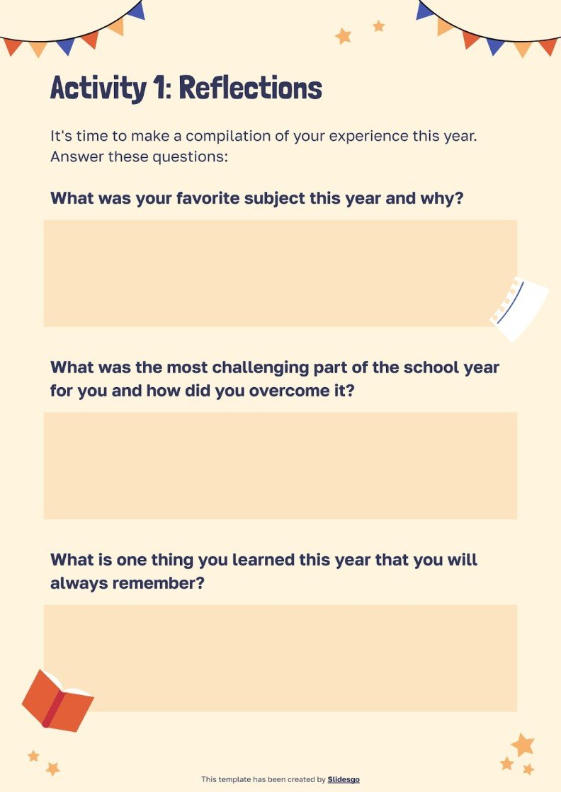 End of School Year Worksheet Presentation