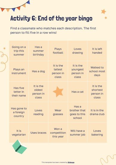 End of School Year Worksheet Presentation