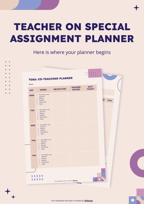 Teacher On Special Assignment Planner Presentation