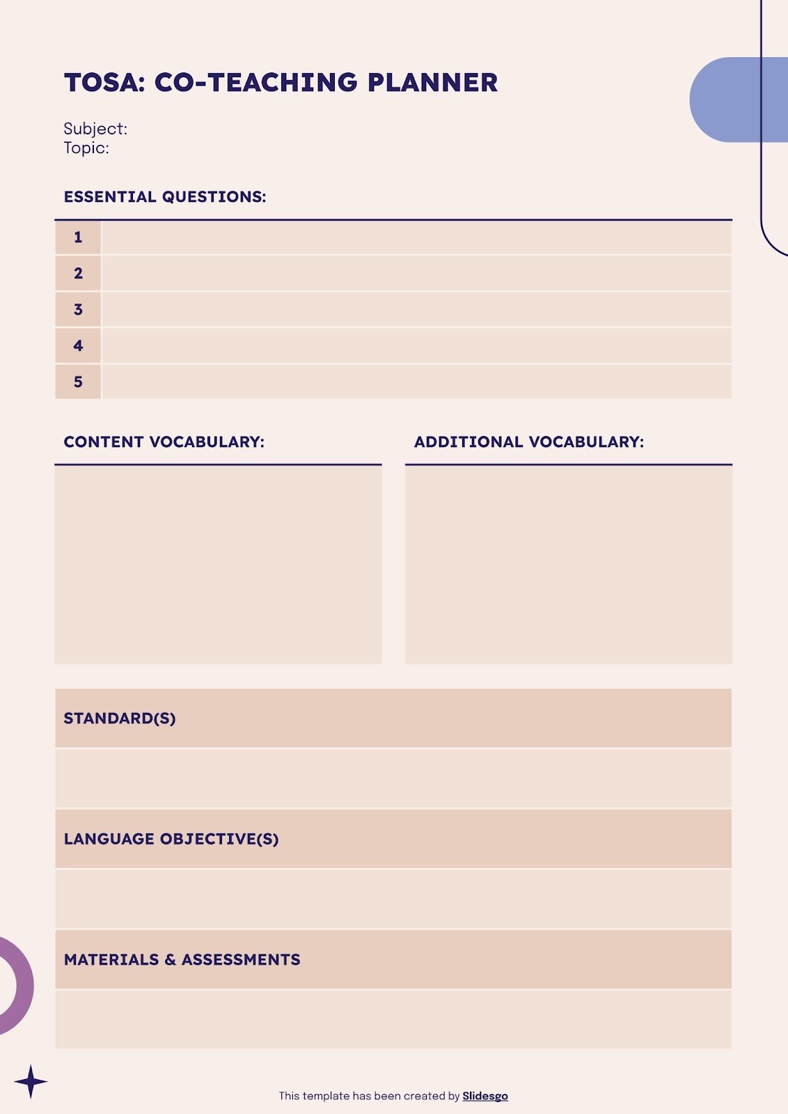 Teacher On Special Assignment Planner Presentation