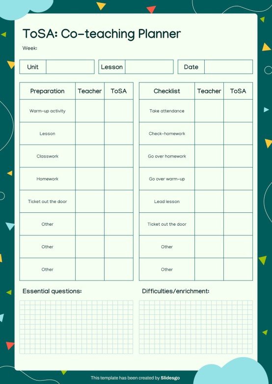 Teacher On Special Assignment - TOSA - Co-teaching Template Presentation