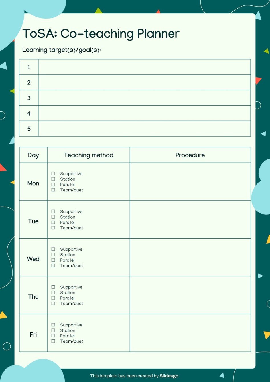 Teacher On Special Assignment - TOSA - Co-teaching Template Presentation