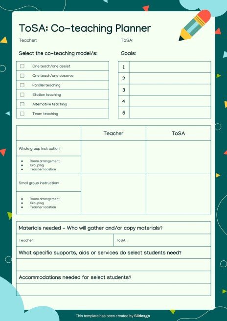 Teacher On Special Assignment - TOSA - Co-teaching Template Presentation