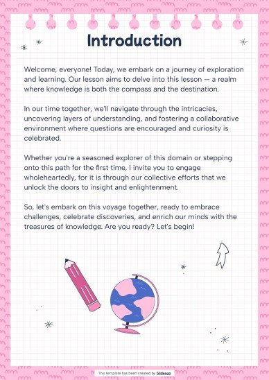 Pink Lesson Presentation