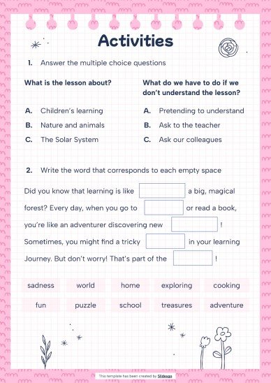 Pink Lesson Presentation