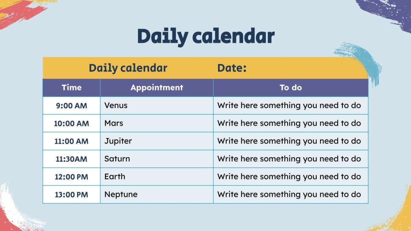 Bright Paint Strokes Organizer Presentation